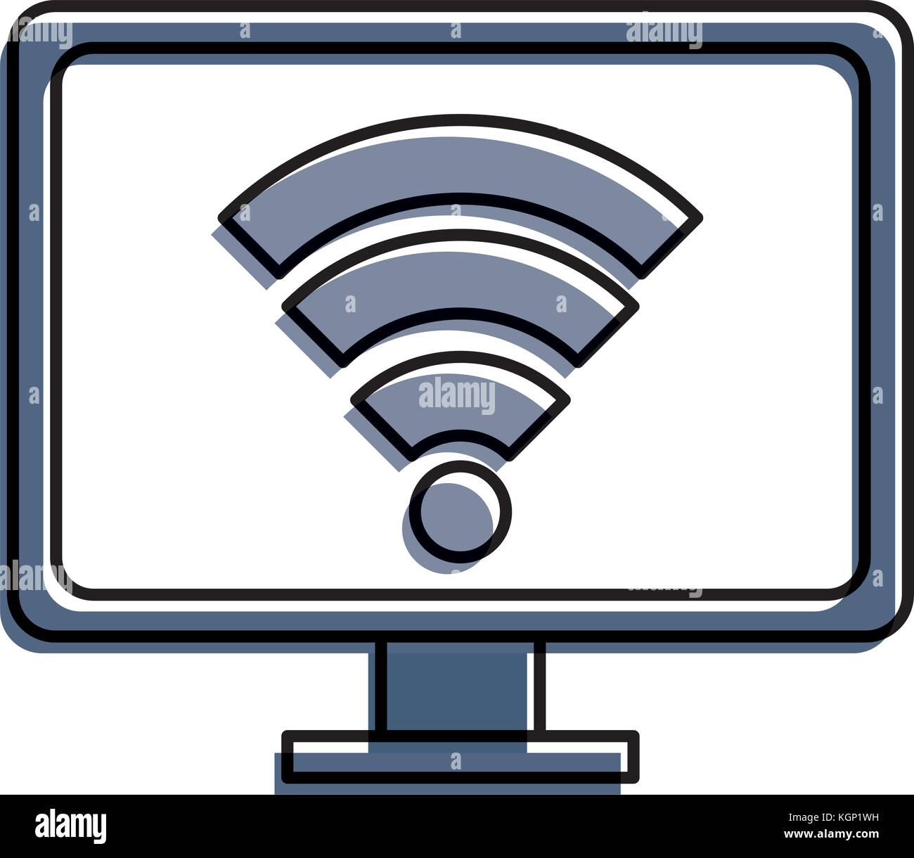computer display with wifi signal vector illustration design Stock ...