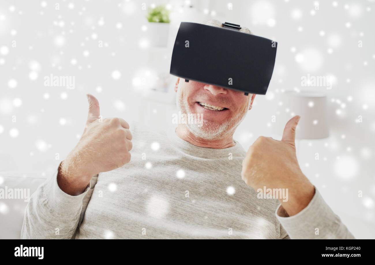 old man in virtual reality headset or glasses Stock Photo - Alamy