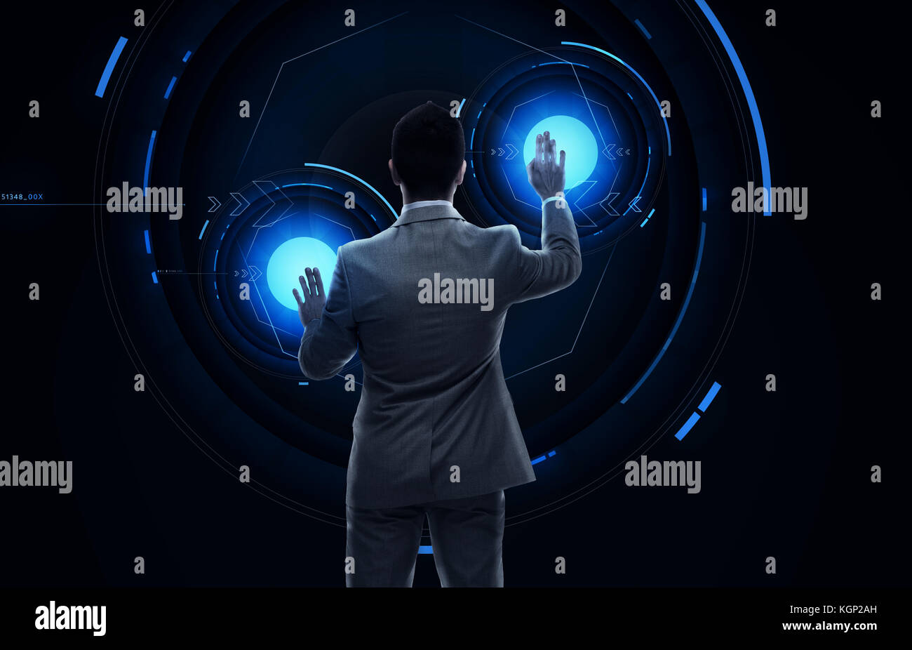 businessman working with virtual reality screen Stock Photo - Alamy