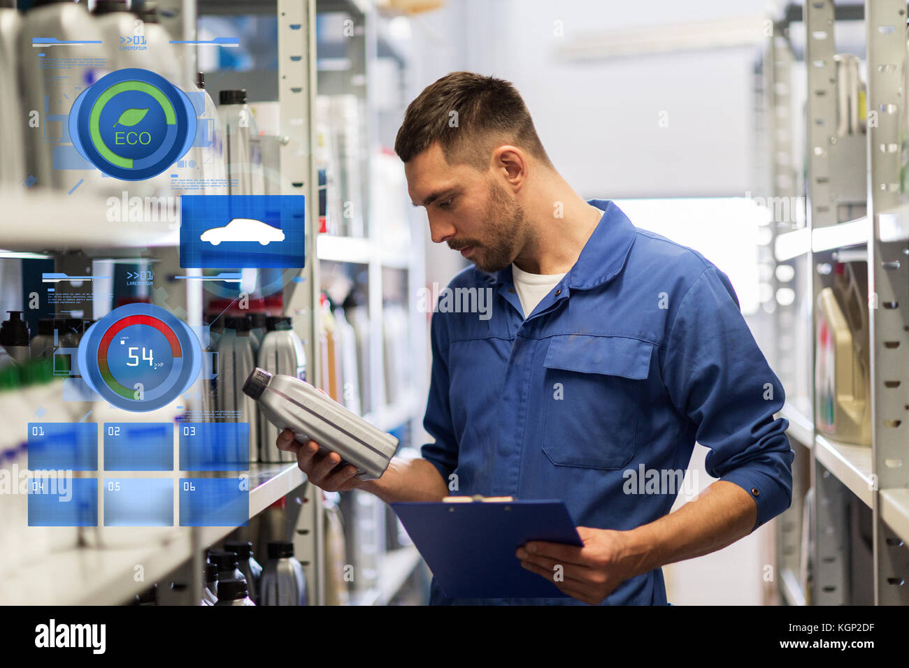 auto mechanic with clipboard at car workshop Stock Photo - Alamy