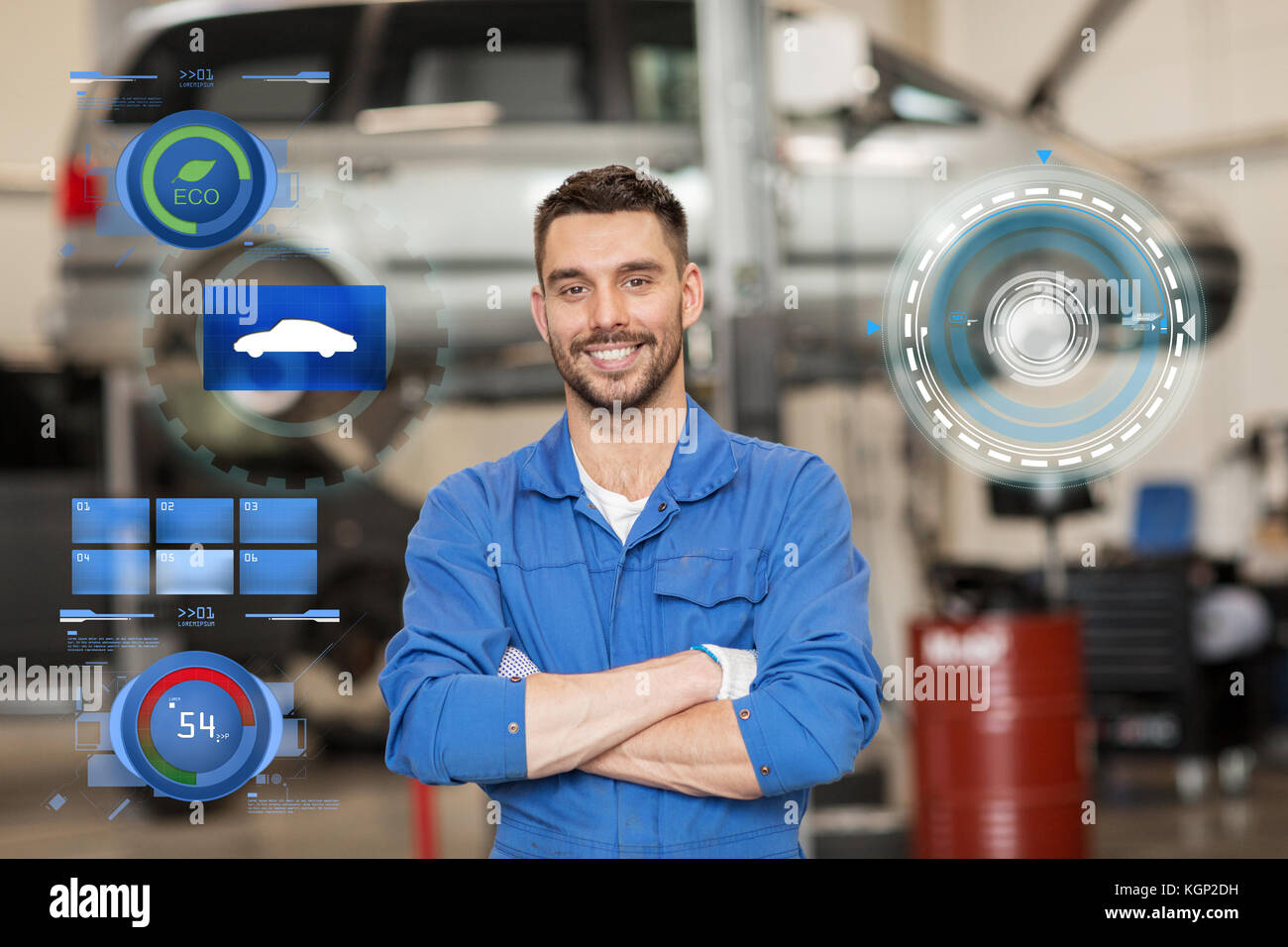 happy auto mechanic man or smith at car workshop Stock Photo - Alamy