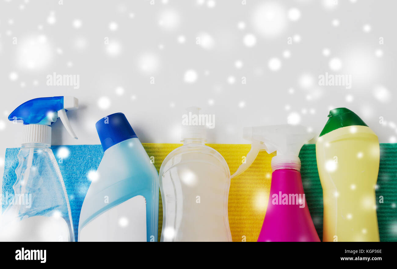 cleaning stuff on white background Stock Photo - Alamy