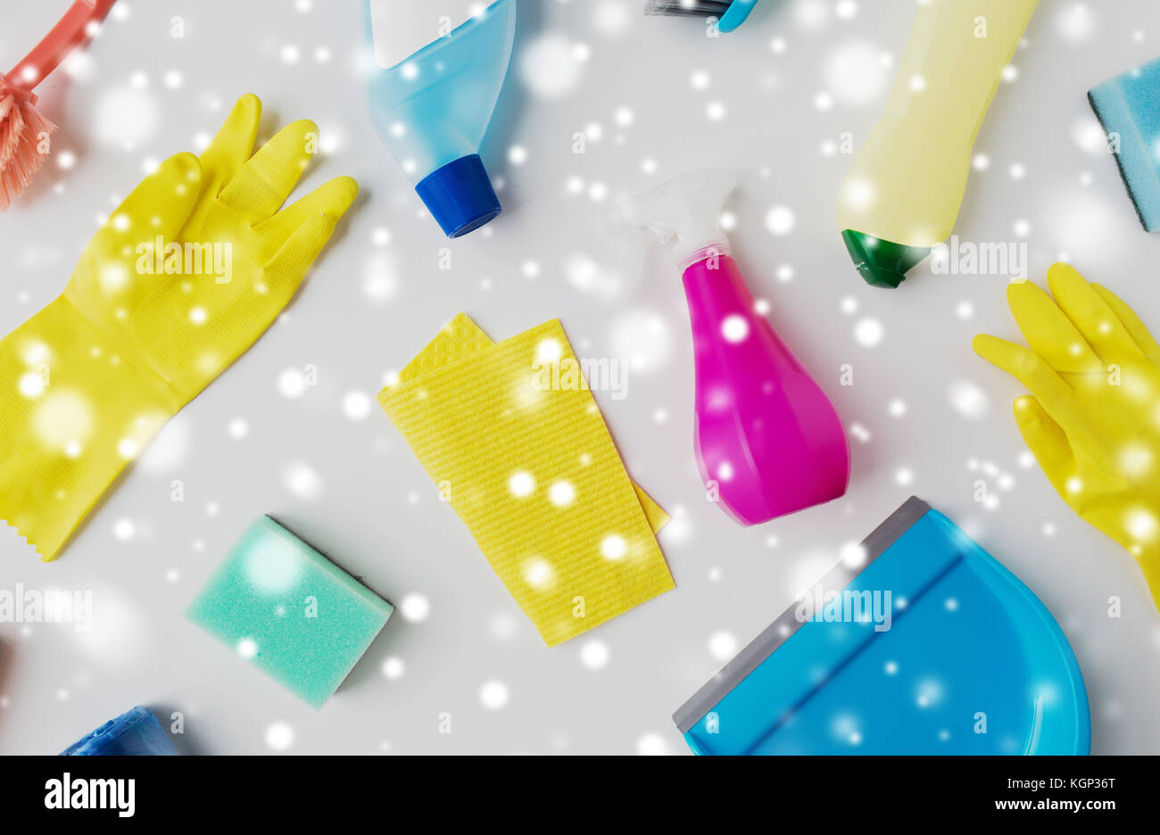 cleaning stuff on white background Stock Photo - Alamy