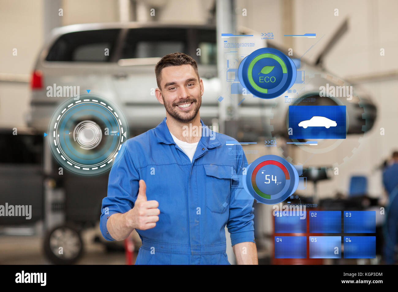 happy auto mechanic man or smith at car workshop Stock Photo - Alamy