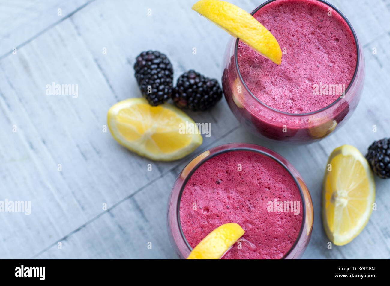 Blackberry Lemon Smoothie Cocktail Stock Photo - Alamy