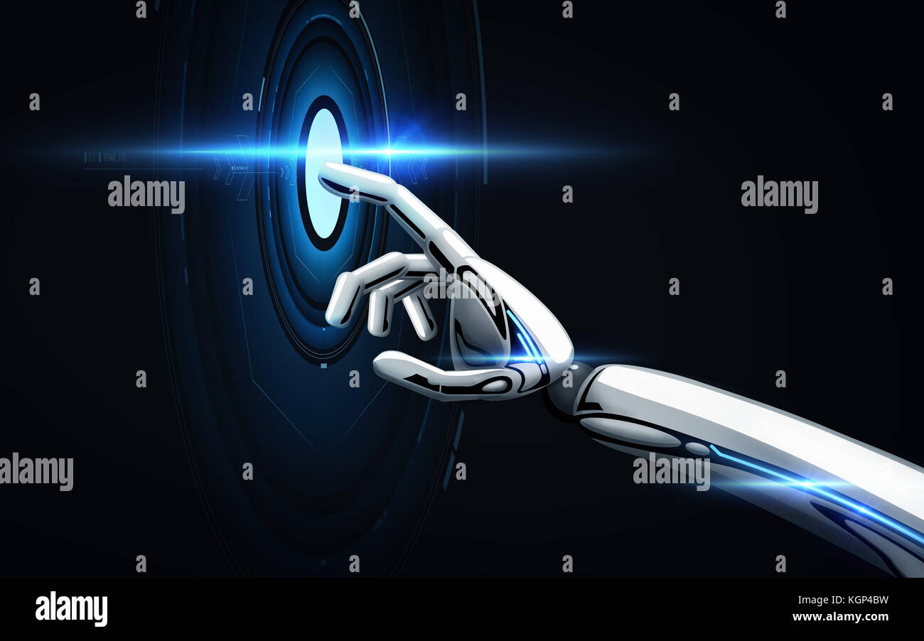 robot hand over black background Stock Photo - Alamy