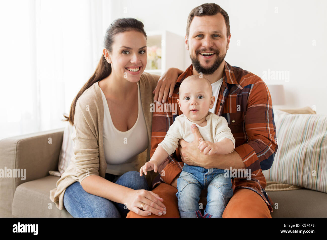 happy family with baby at home Stock Photo - Alamy
