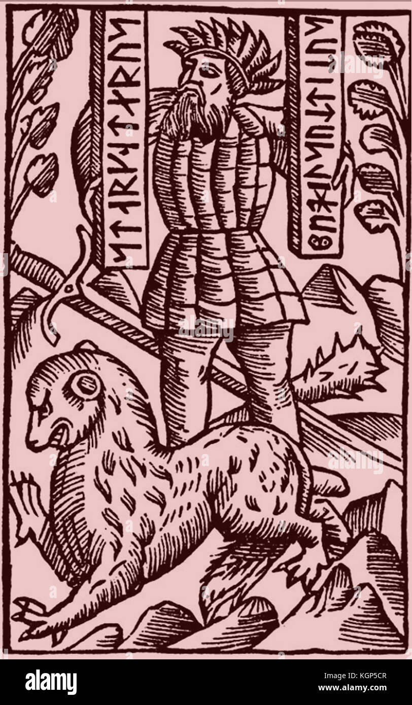 RUNES - A 16th century Scandinavian engraving showing runestaffs aka ...