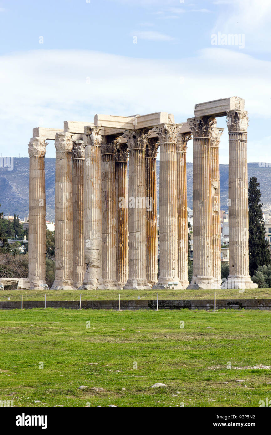 ancient monument with pillar and columns in Athens Greece Stock Photo ...