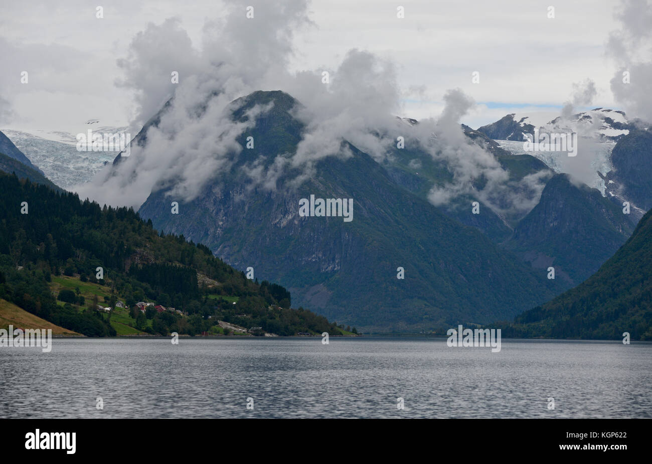 Supphellebreen and Boyabreen glaciers, Fjaerland, Norway Stock Photo ...