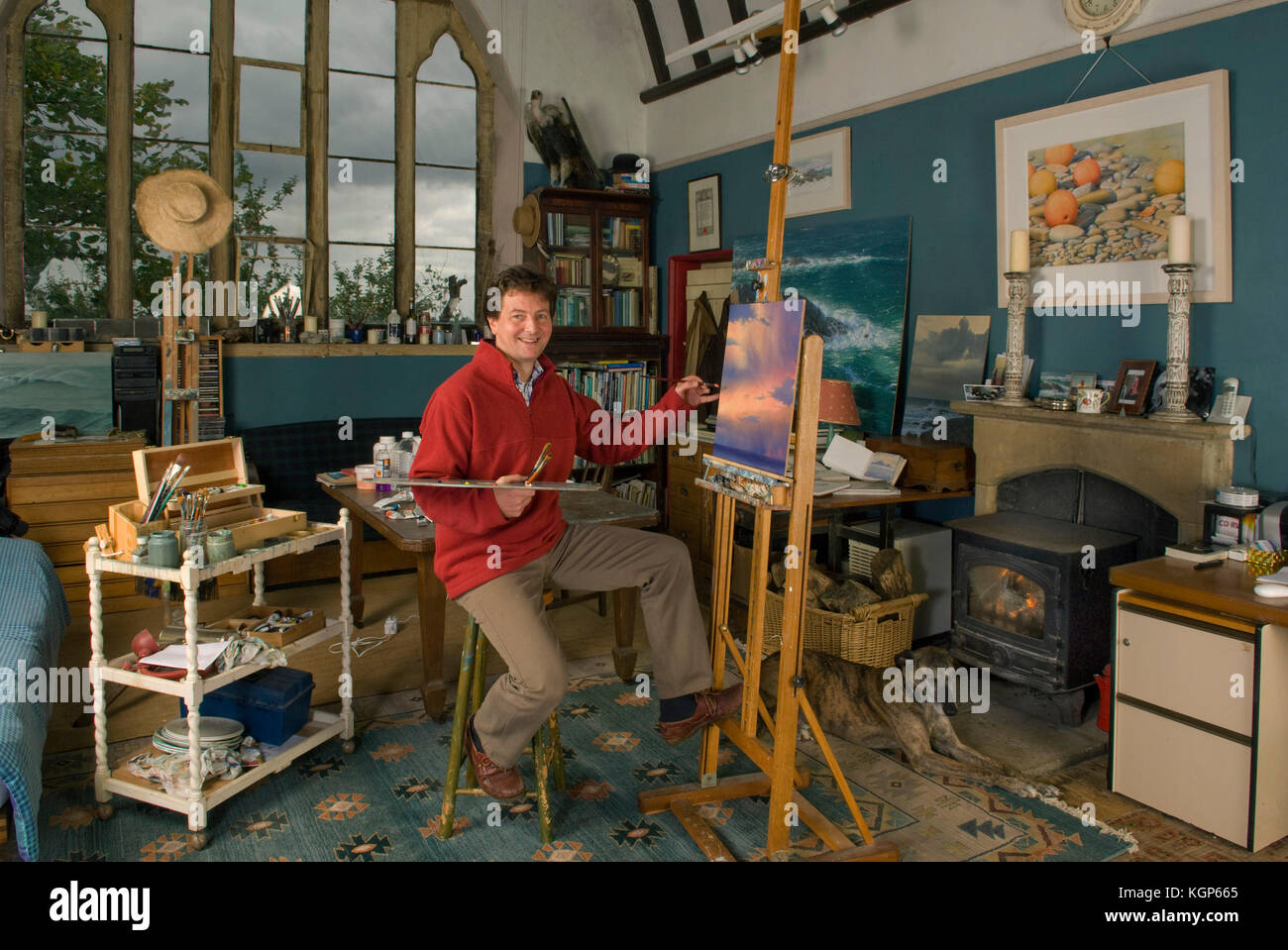 Artist Andrew Stock in his Somerset studio Stock Photo - Alamy