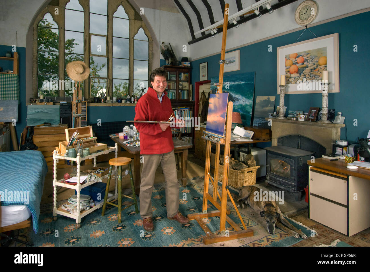 Artist Andrew Stock in his Somerset studio Stock Photo - Alamy