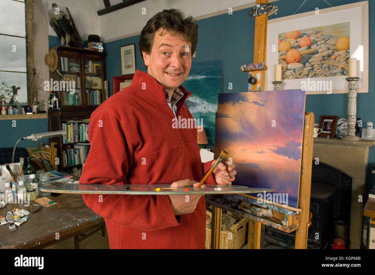 Artist Andrew Stock in his Somerset studio Stock Photo - Alamy