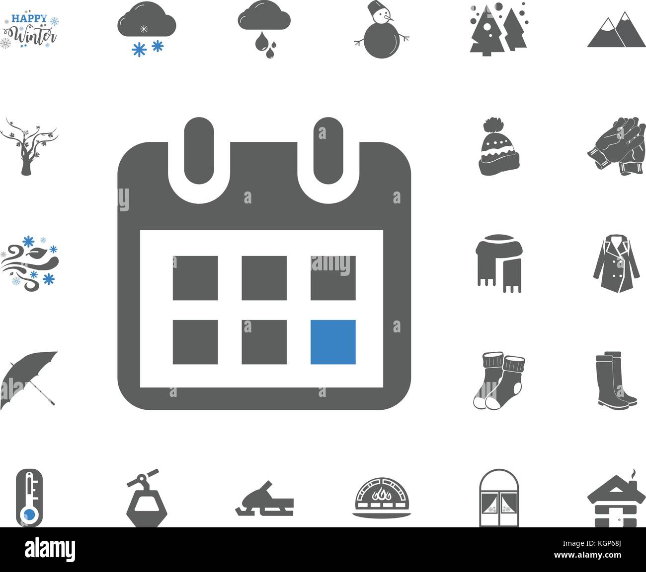 Winter calendar icon. Happy winter icon. Hello winter icon. Vector ...
