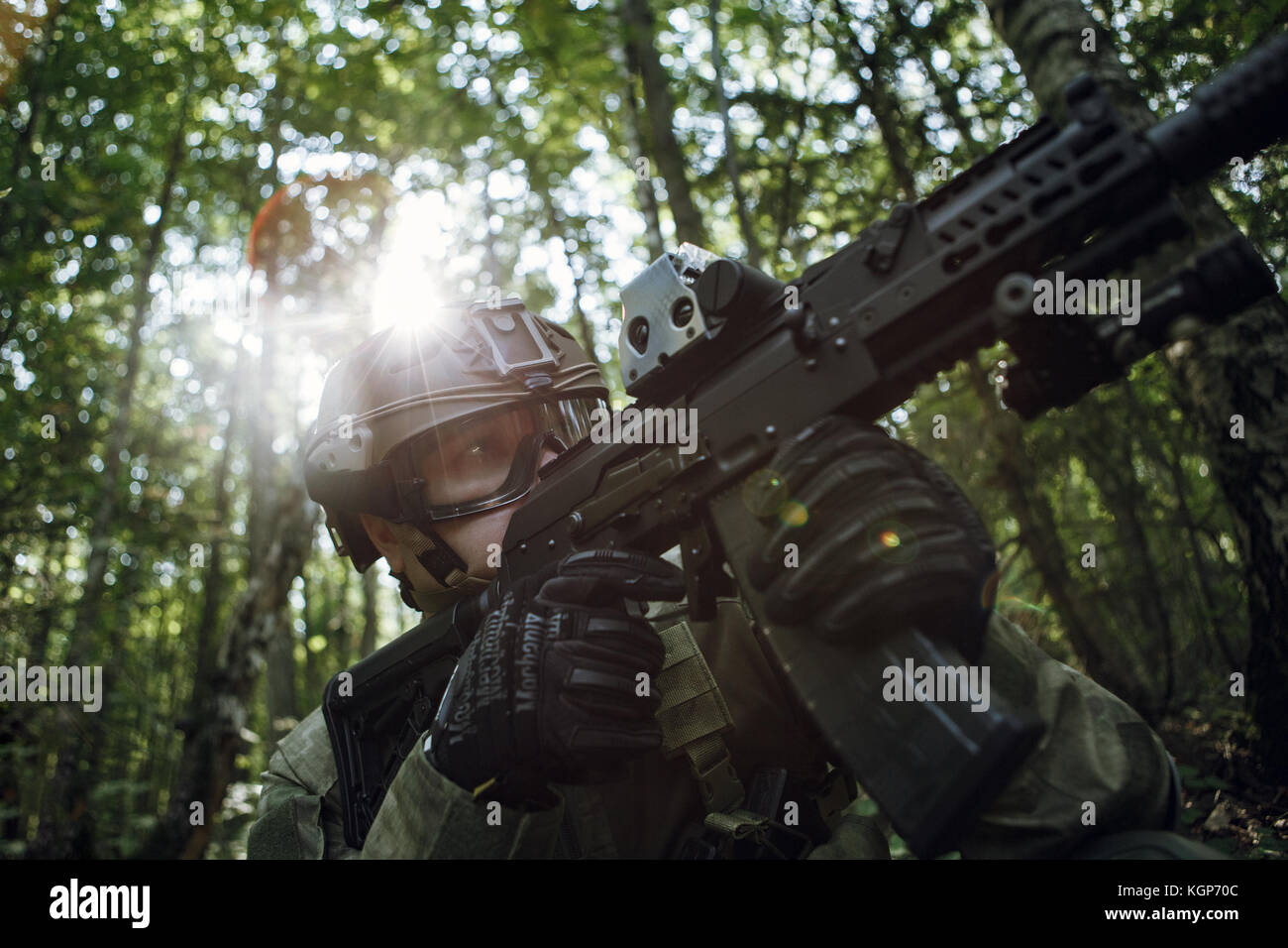 Photo of military man in helmet Stock Photo - Alamy