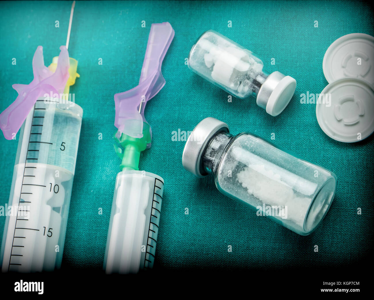 Several Vials And Syringe In Laboratory, Conceptual Image Stock Photo - Alamy