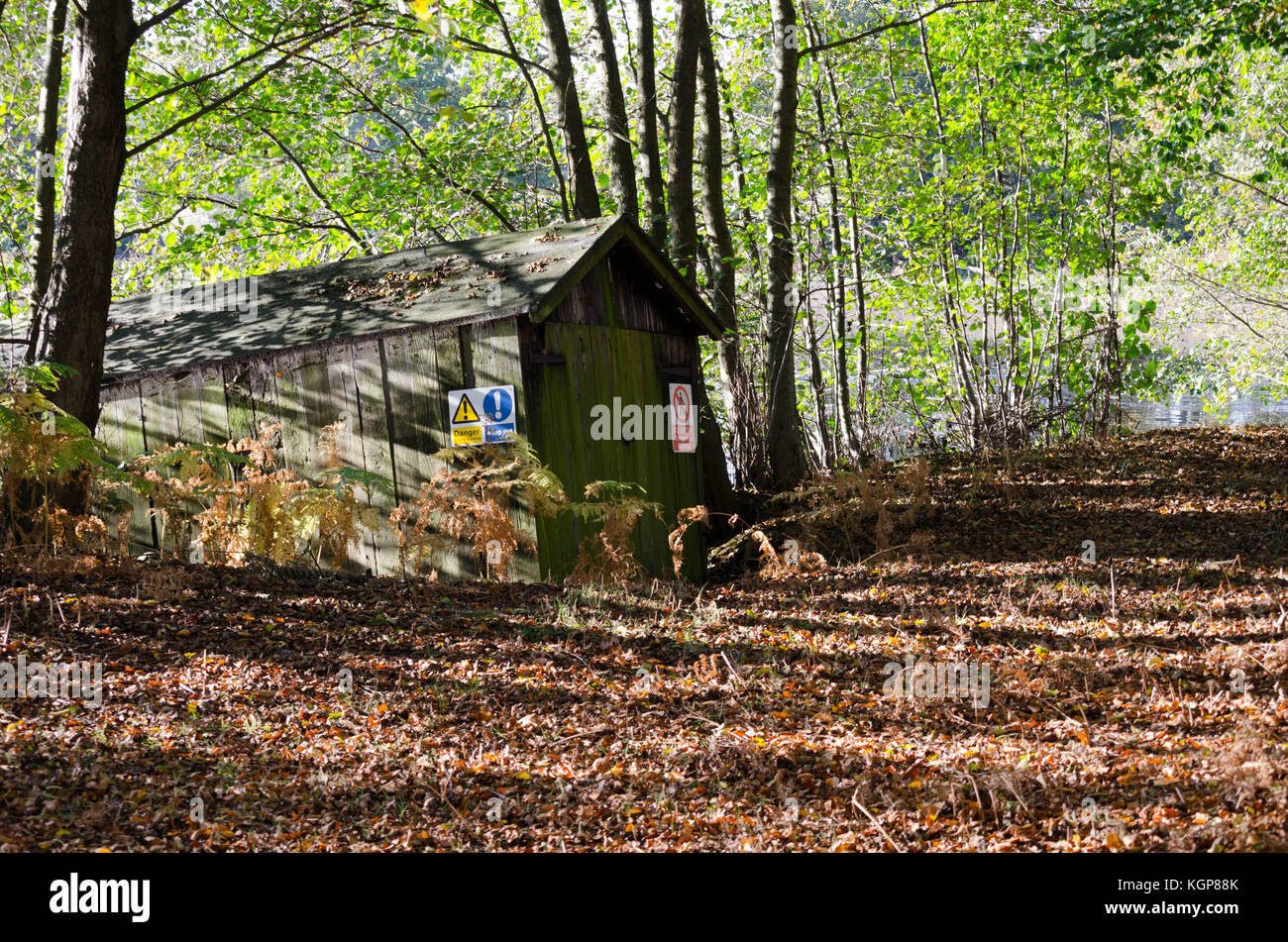 Old shed by the lake Stock Photo - Alamy
