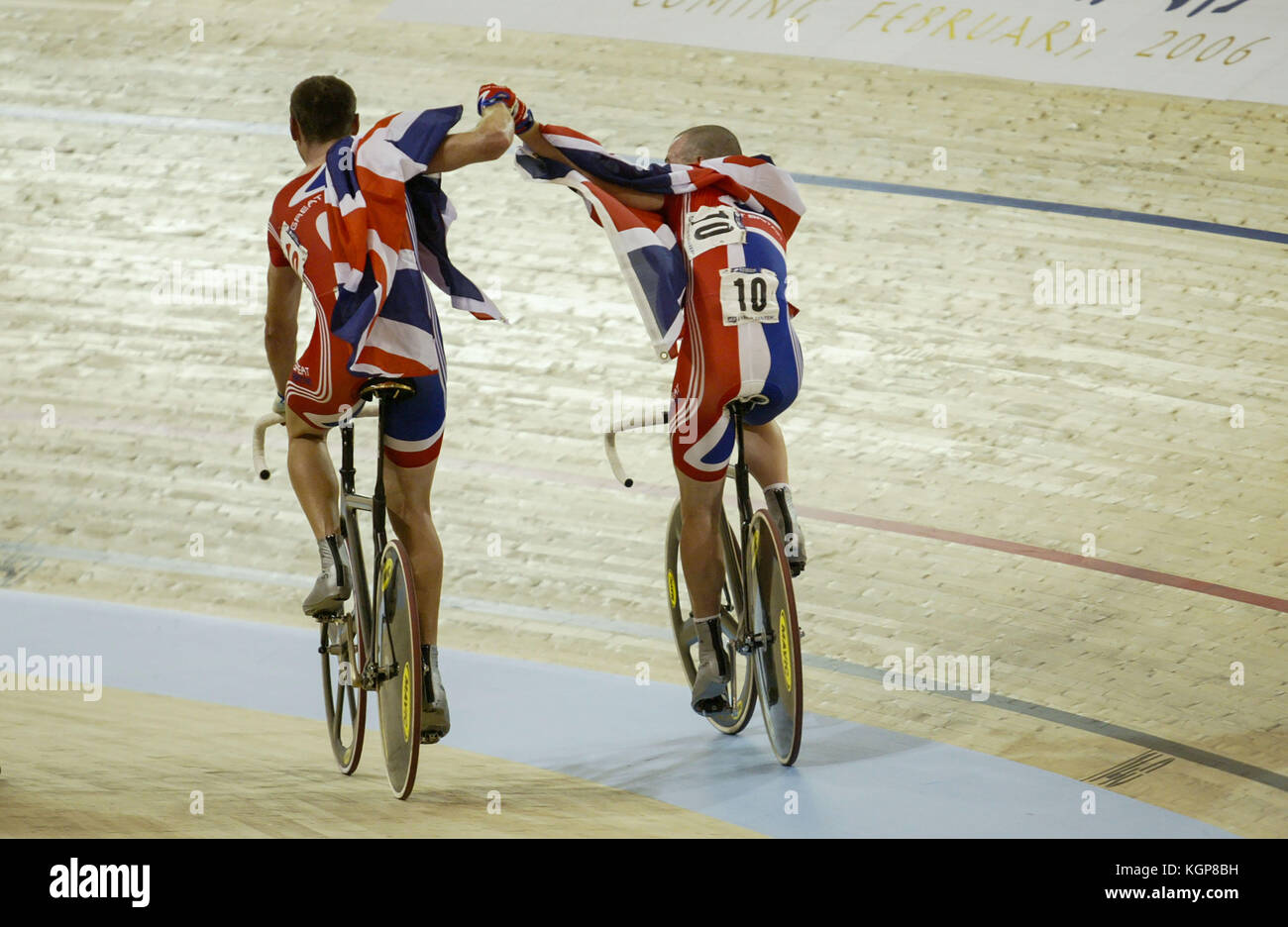 Mark Cavendish of Great Britain, right, and his teammate Robert Hayles ...