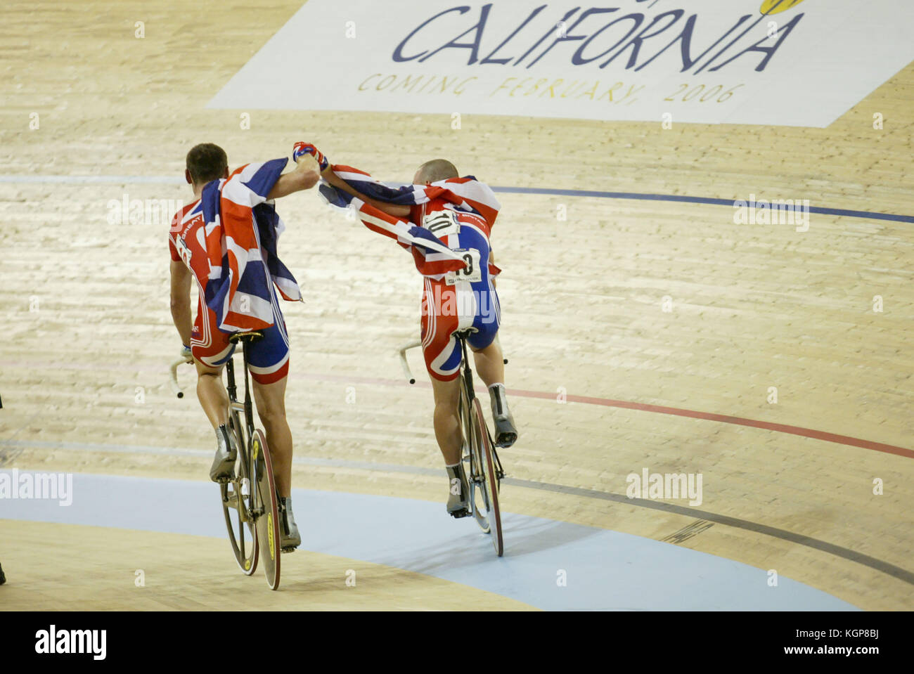 Mark Cavendish of Great Britain, right, and his teammate Robert Hayles ...