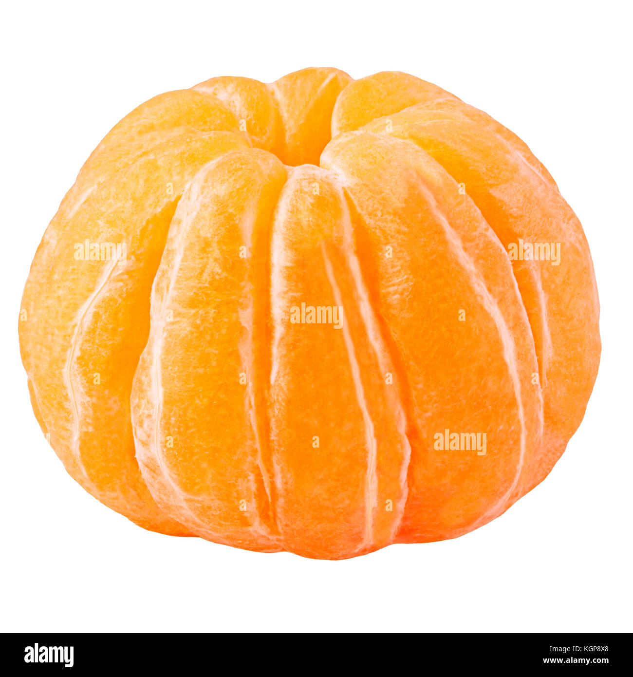 Isolated fruits. One whole peeled mandarin isolated on white background ...