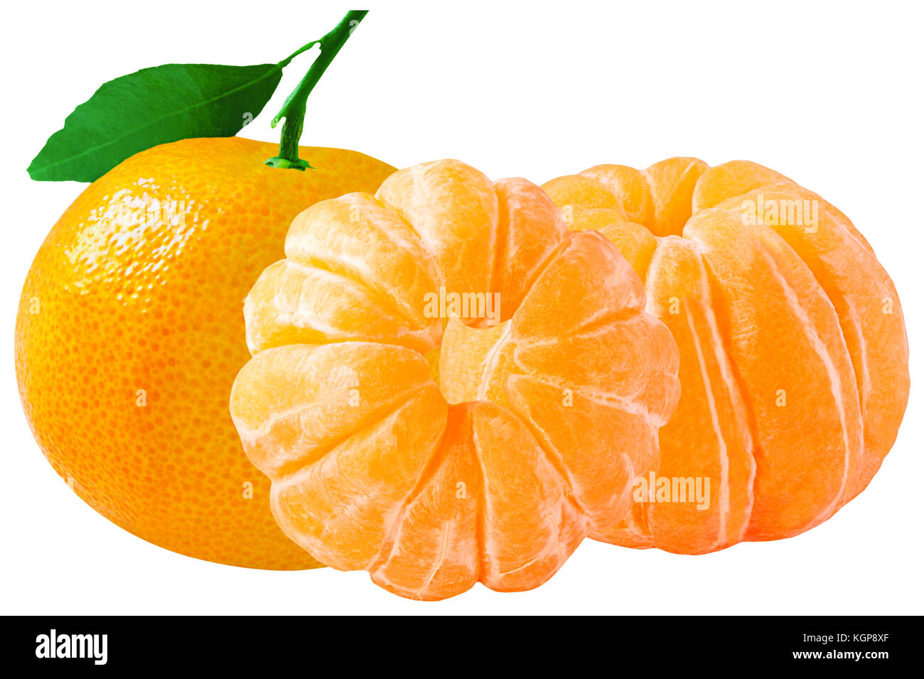 Isolated fruits. Three whole peeled mandarin isolated on white ...