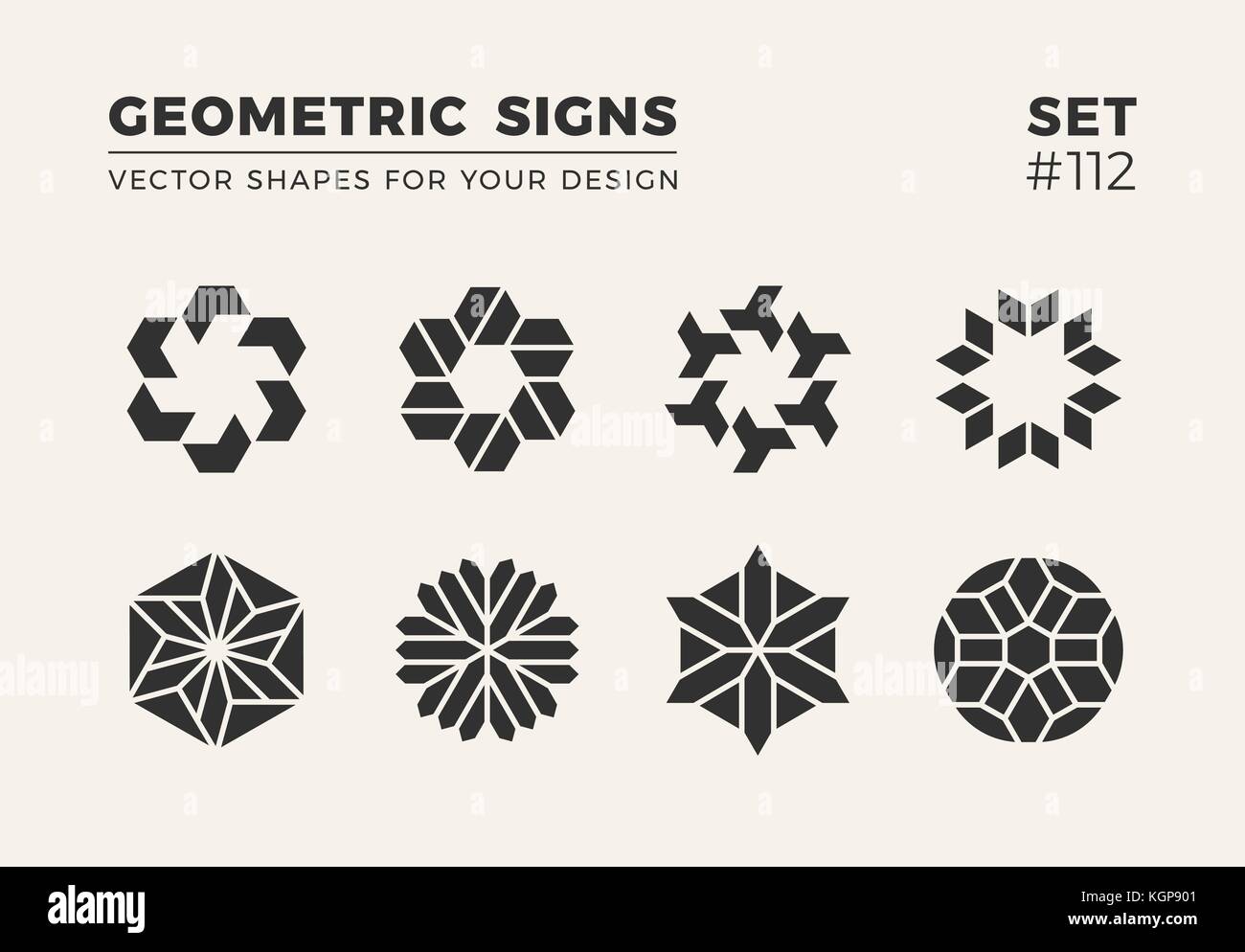 Set of eight minimalistic trendy shapes. Stylish vector logo emblems ...