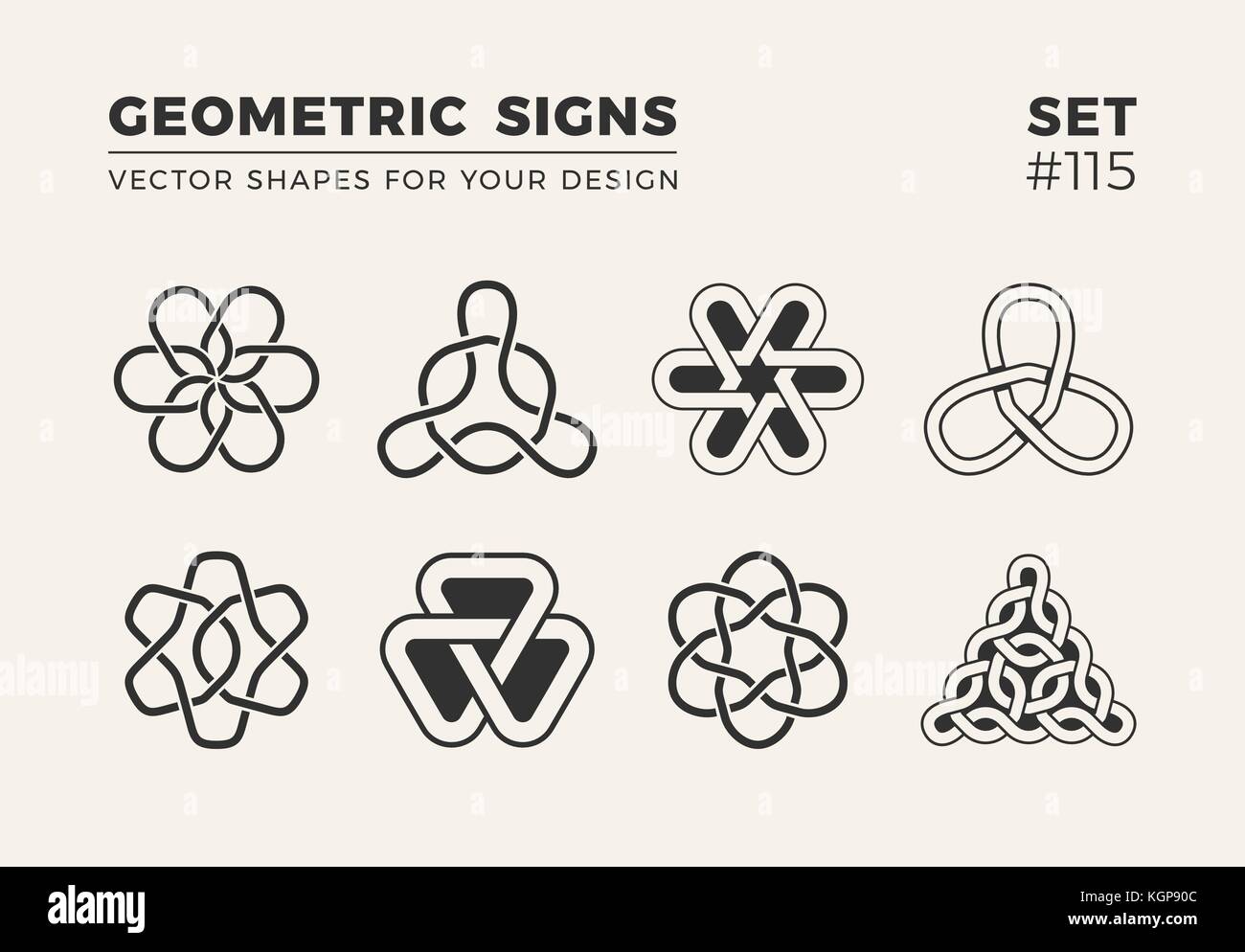 Set of eight minimalistic trendy shapes. Stylish vector logo emblems ...