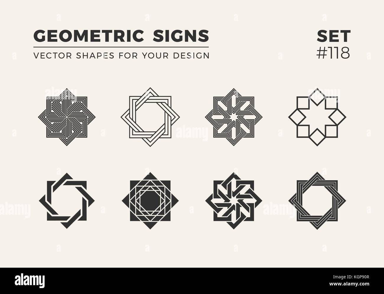 Set of eight minimalistic trendy shapes. Stylish vector logo emblems ...
