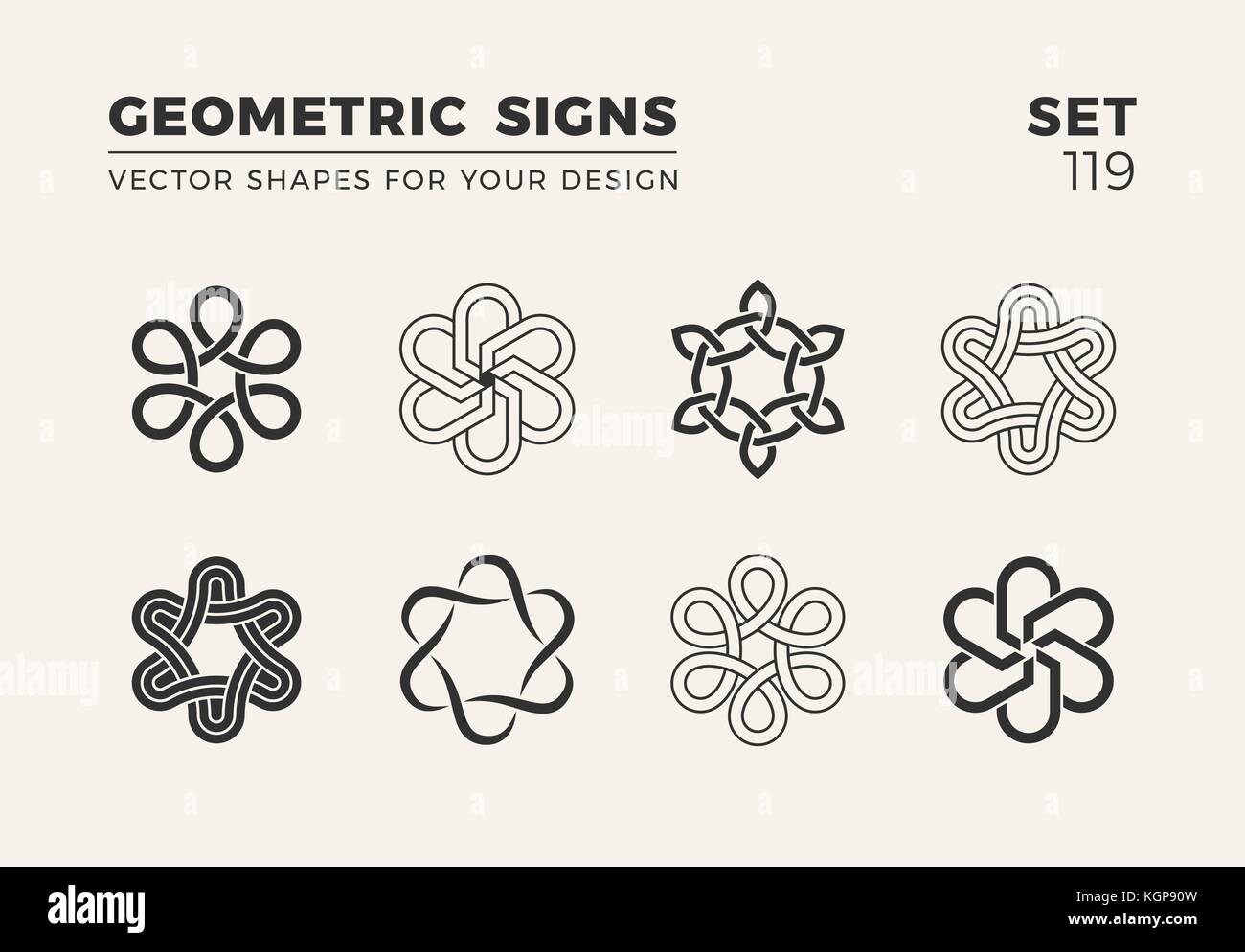 Set of eight minimalistic trendy shapes. Stylish vector logo emblems ...