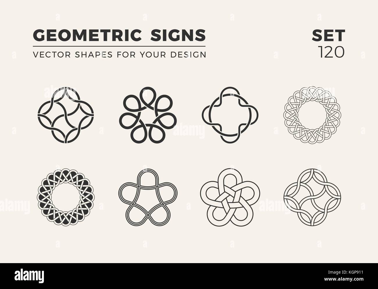 Set of eight minimalistic trendy shapes. Stylish vector logo emblems ...