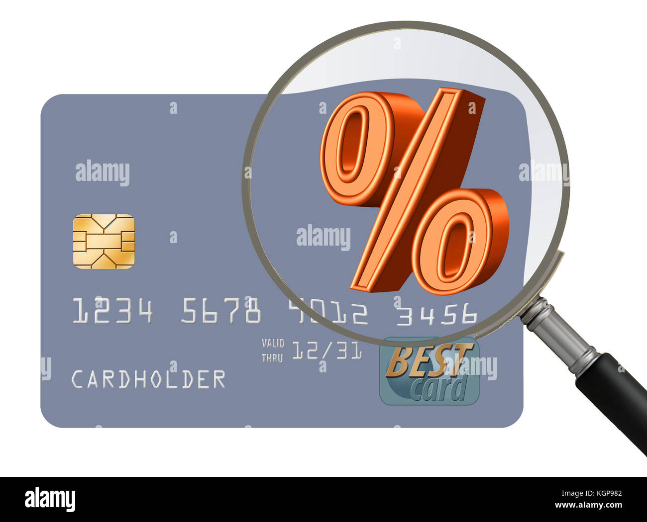 Credit card interest rate. Isolated on white Stock Photo - Alamy