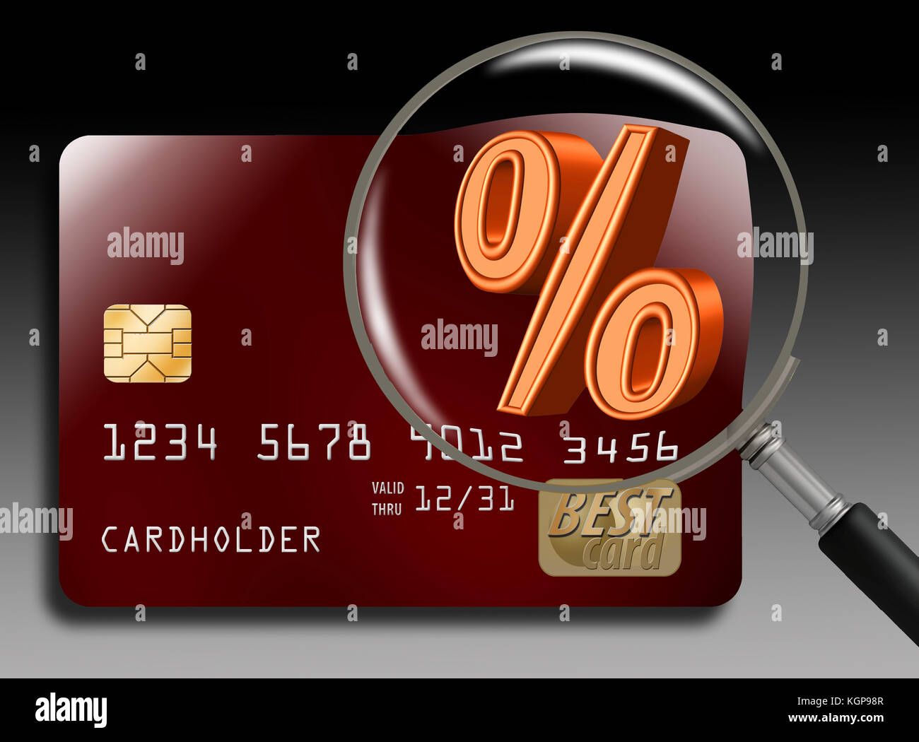 Credit card interest rate. Isolated on white Stock Photo - Alamy