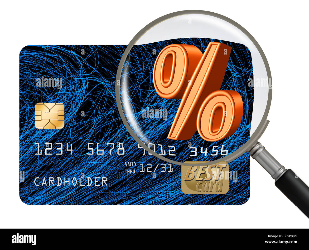 Credit card interest rate. Isolated on white Stock Photo - Alamy