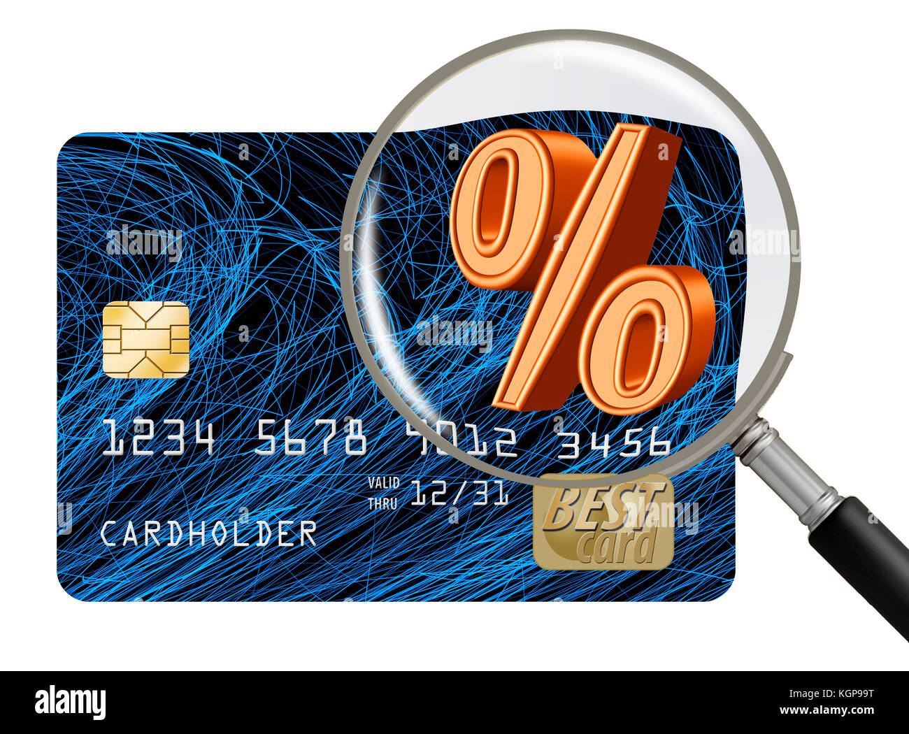 Credit card interest rate. Isolated on white Stock Photo - Alamy
