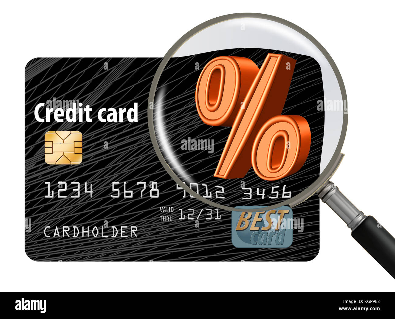 Credit card interest rate. Isolated on white Stock Photo - Alamy