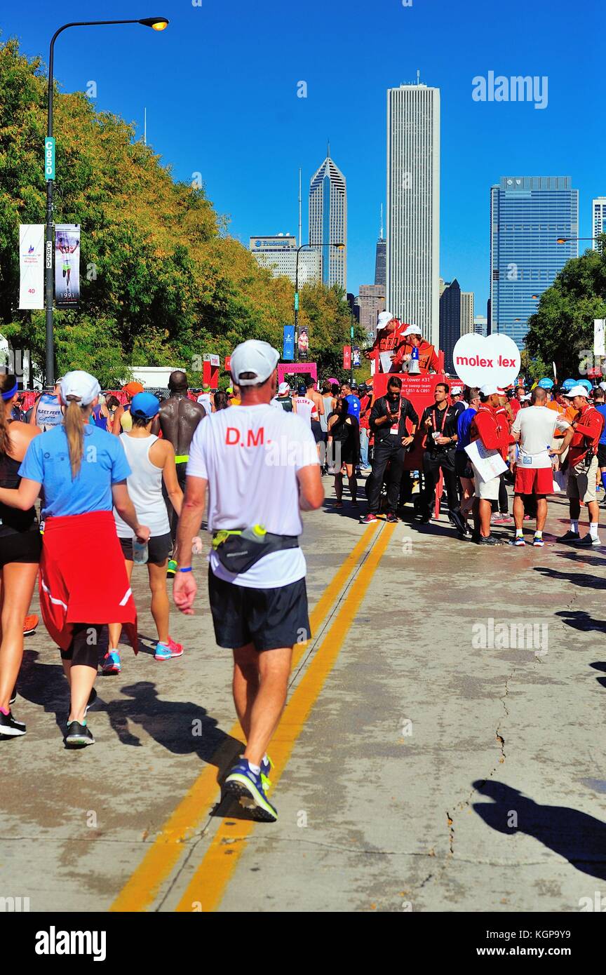 Shortly after crossing the finish line at the 2017 Chicago Marathon ...
