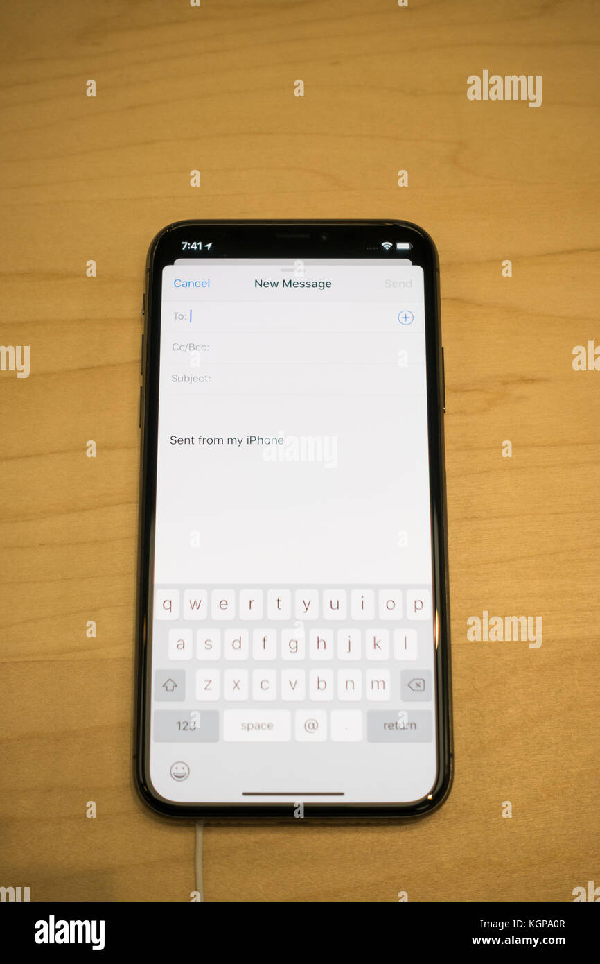 New email / compose screen displayed on a new iPhone X Stock Photo - Alamy