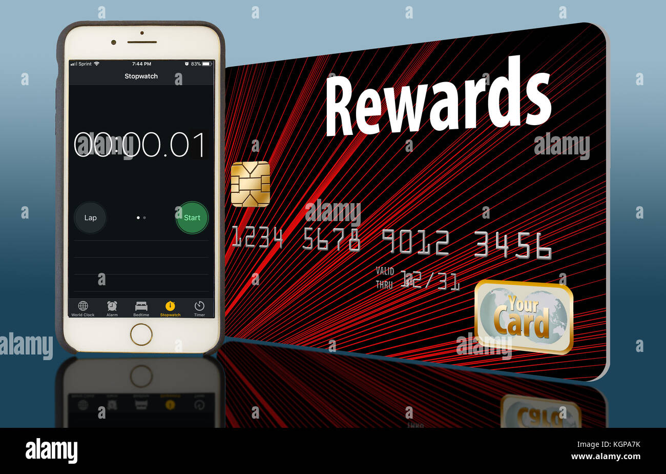 A rewards credit card is isolated on a white background. Goes with idea ...