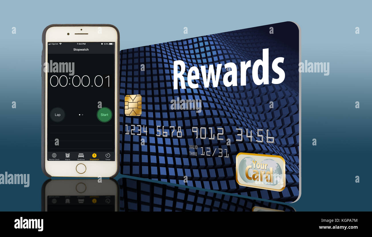 A rewards credit card is isolated on a white background. Goes with idea ...