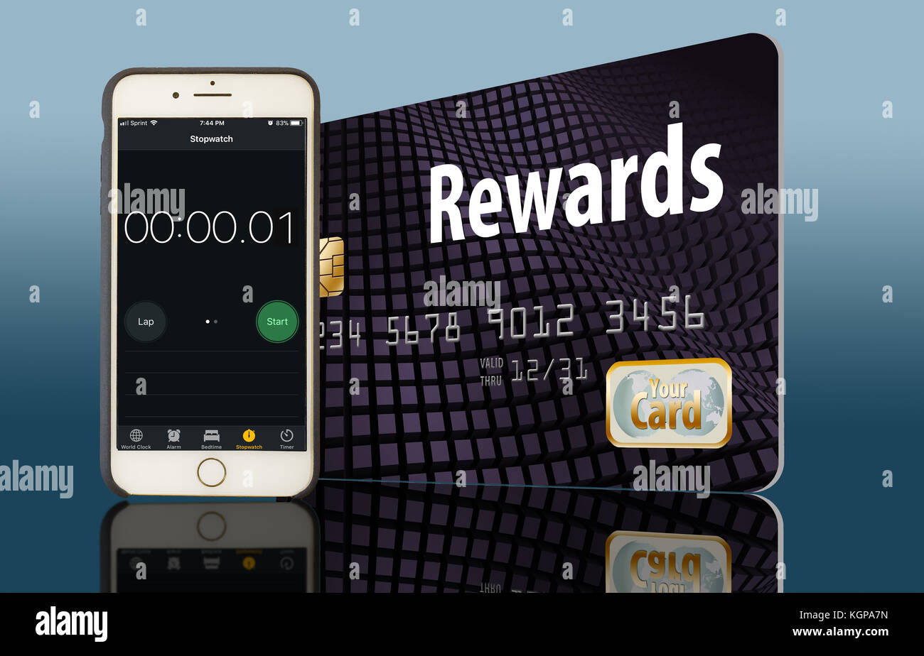 A rewards credit card is isolated on a white background. Goes with idea ...