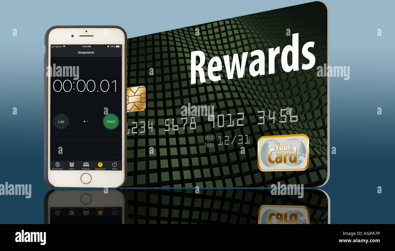 A rewards credit card is isolated on a white background. Goes with idea ...