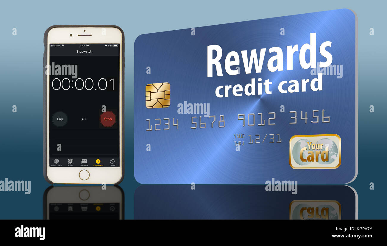 A rewards credit card is isolated on a white background. Goes with idea ...