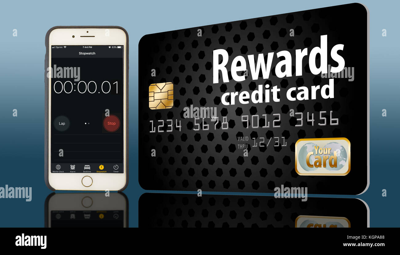 A rewards credit card is isolated on a white background. Goes with idea ...