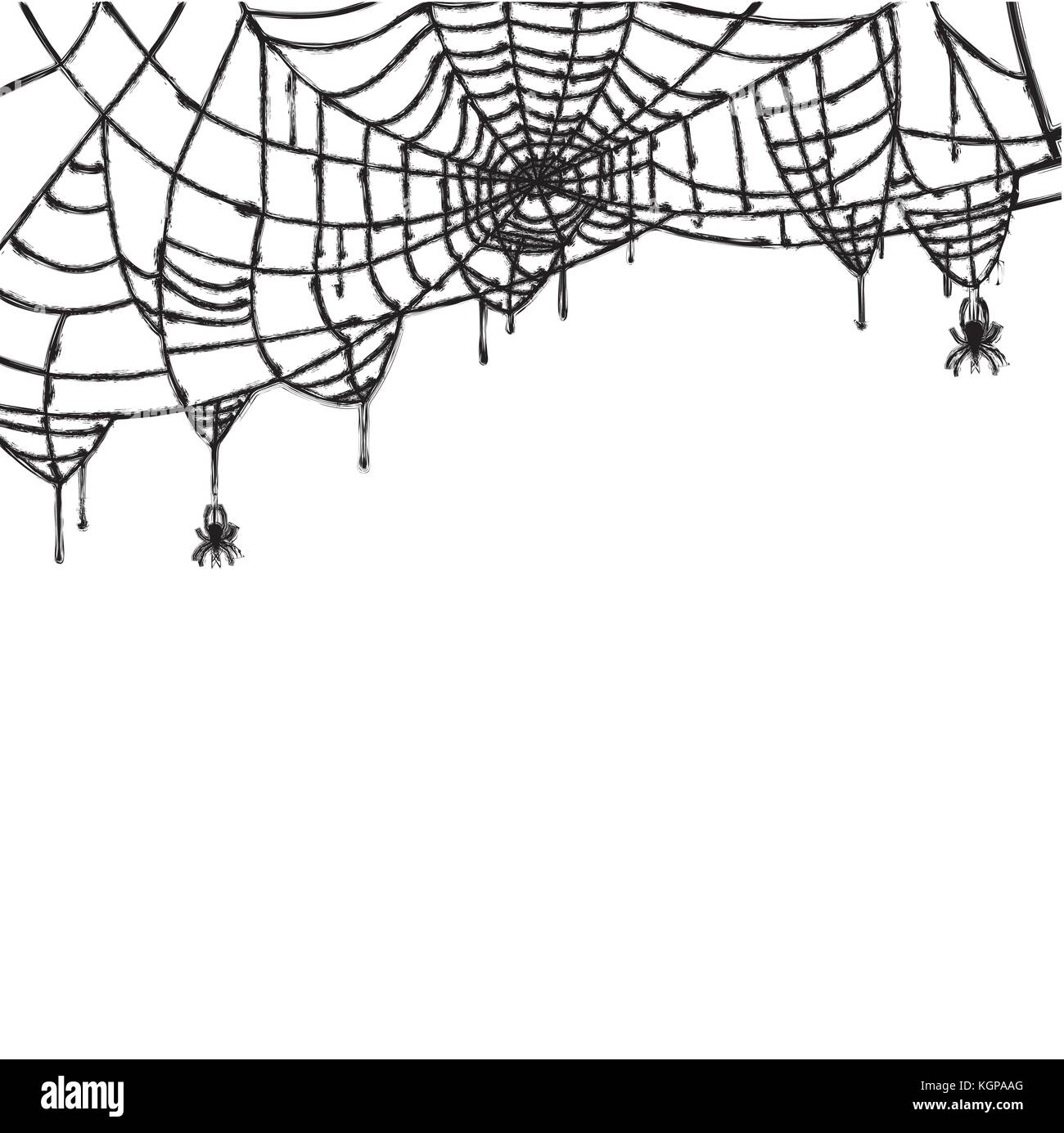 Spider and Web Isolated on White Background. Vector Illustration Stock ...