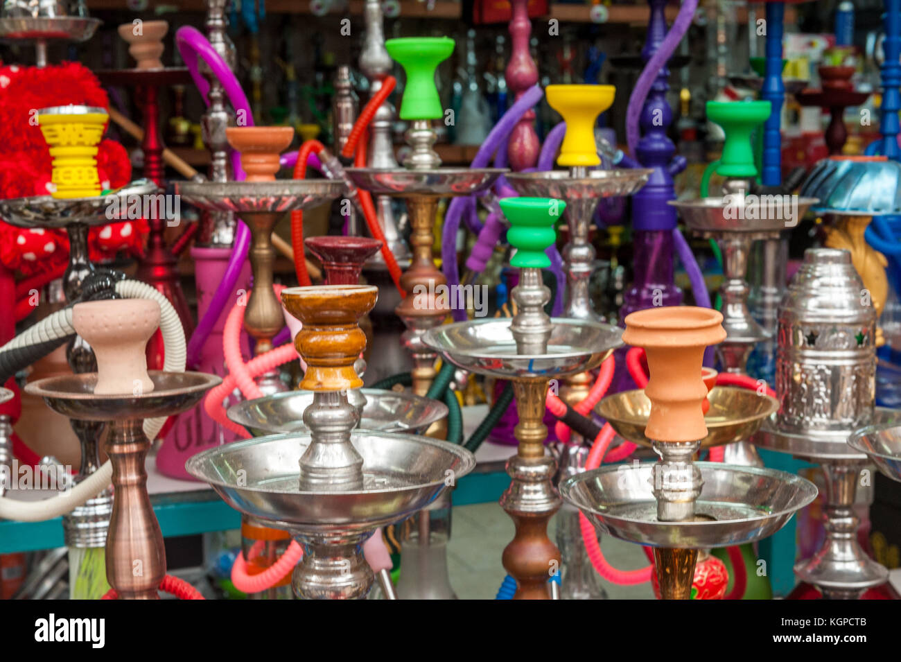Israel, Akko (Acre) - October 9, 2017: Nargilah sold in the Turkish bazaar in the old city Stock ...