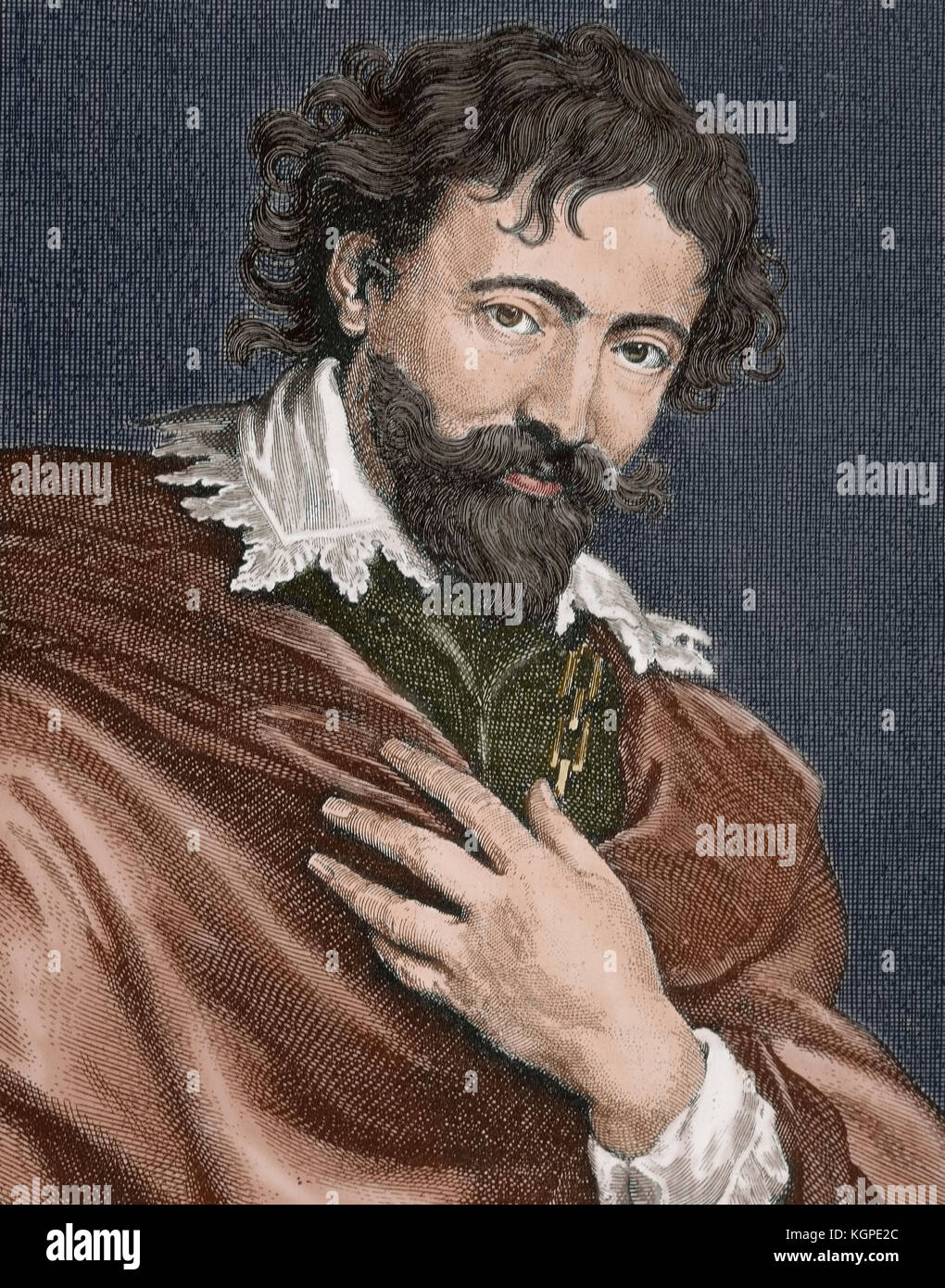 Peter Paul Rubens (1577-1640). Flemish painter. Portrait. Engraving by ...