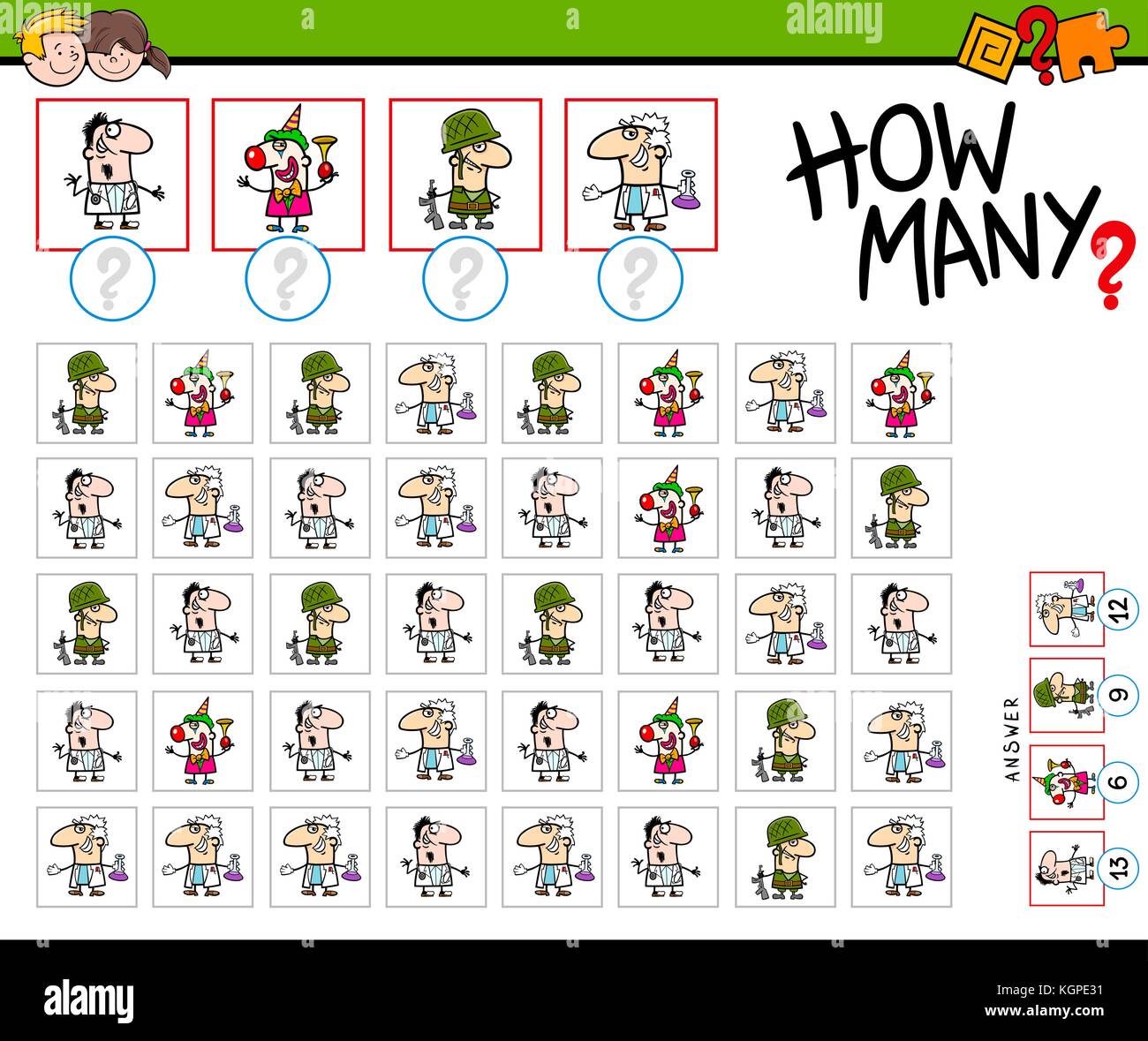 Cartoon Illustration of Educational How Many Counting Activity for ...
