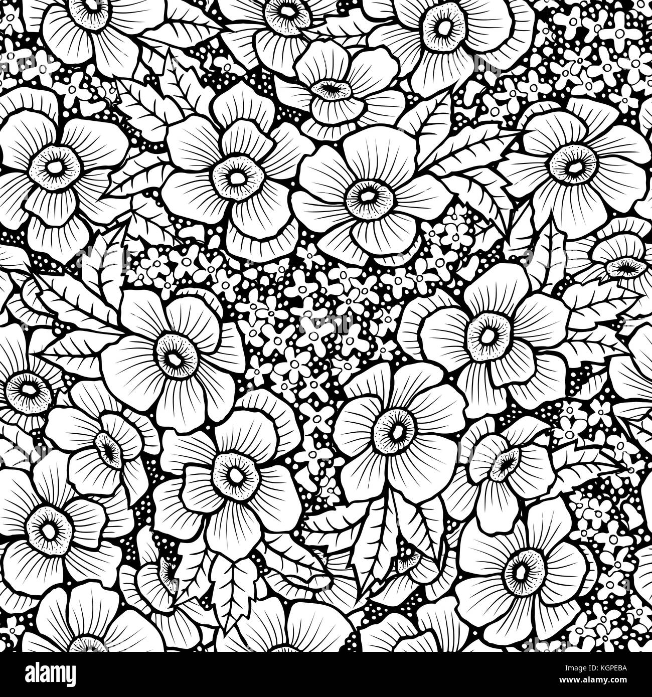 Vintage Flower Pattern Black And White