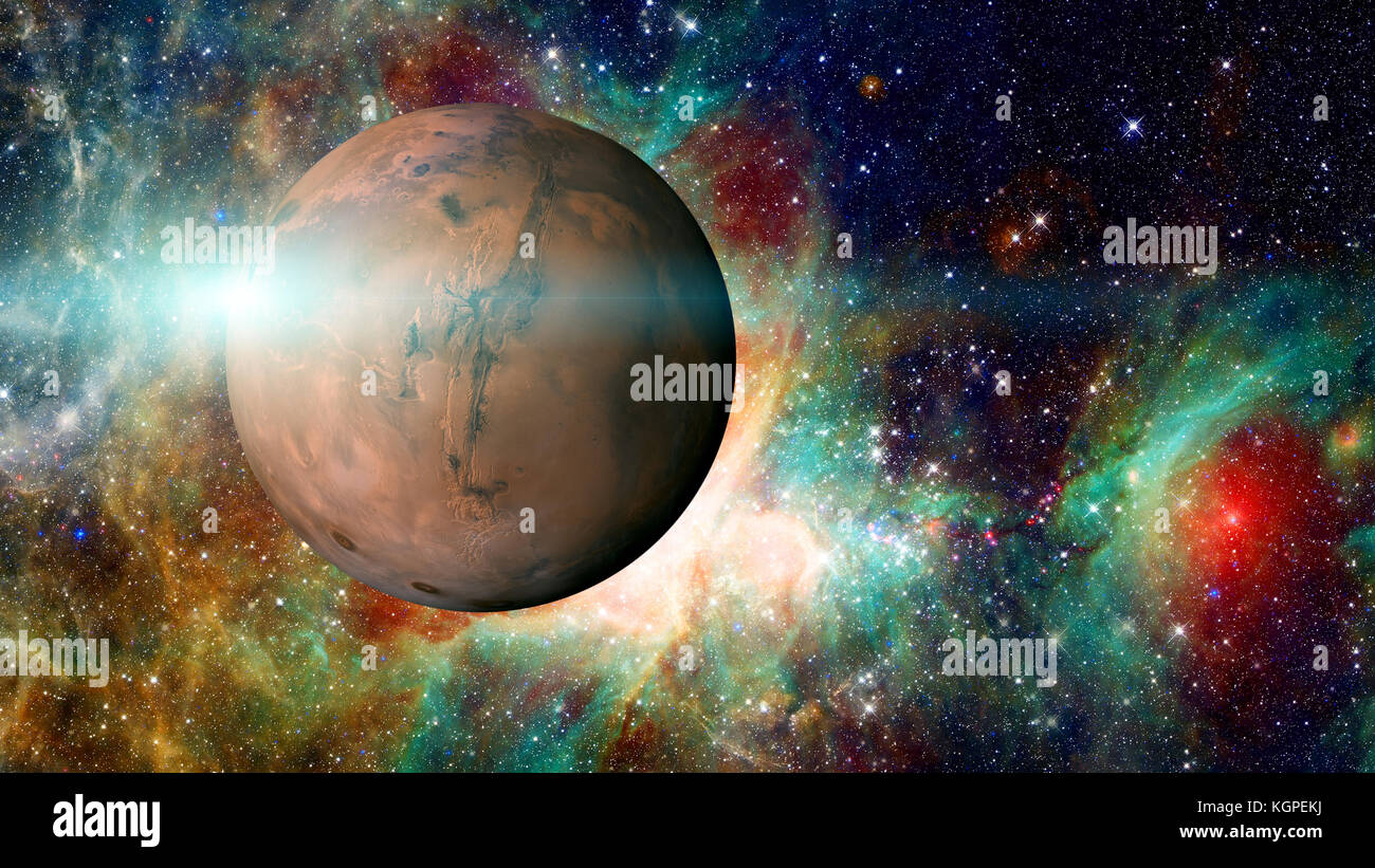 Planet Mars in the solar system. Elements of this image are furnished ...