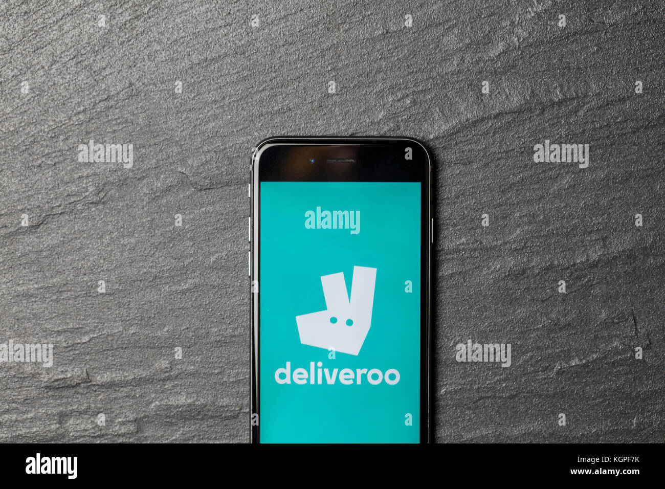 LONDON, UK - NOVEMBER 9th 2017: An apple iPhone showing the Deliveroo ...